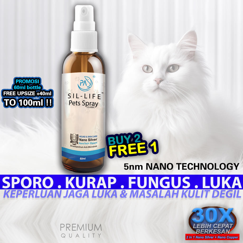 [Buy 2 Free 1] PA Classic Sil Life Pets Spray colloidal nano silver cat dog wound sporo fungus ...