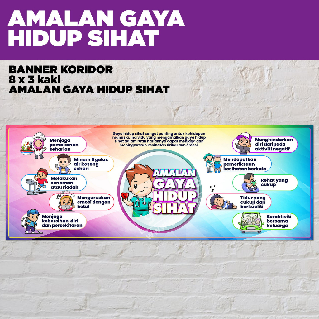 Banner Amalan Gaya Hidup Sihat, Keceriaan Bilik Sukan dan Kantin ...