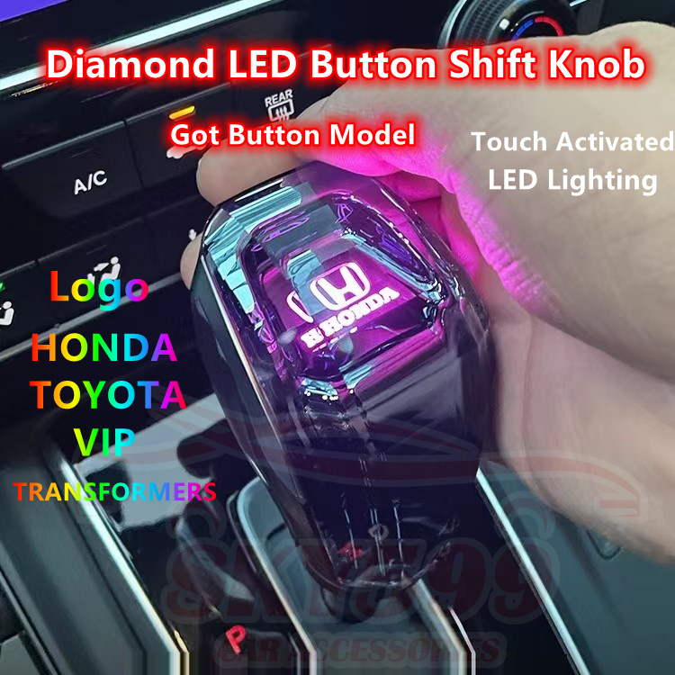 Car 5d diamond gear button shift knob led automatic Honda Toyota Ford ...