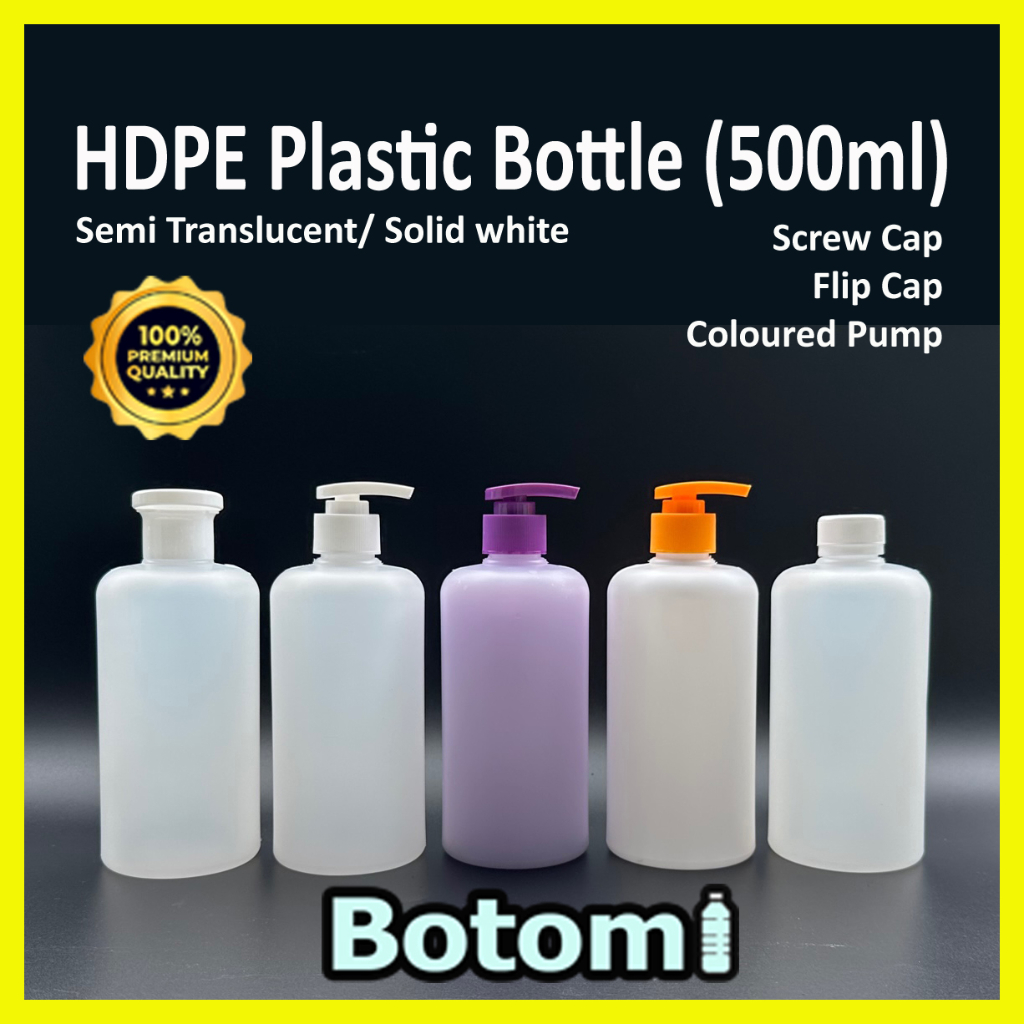 500ml HDPE semi translucent white plastic refillable bottle with cap ...