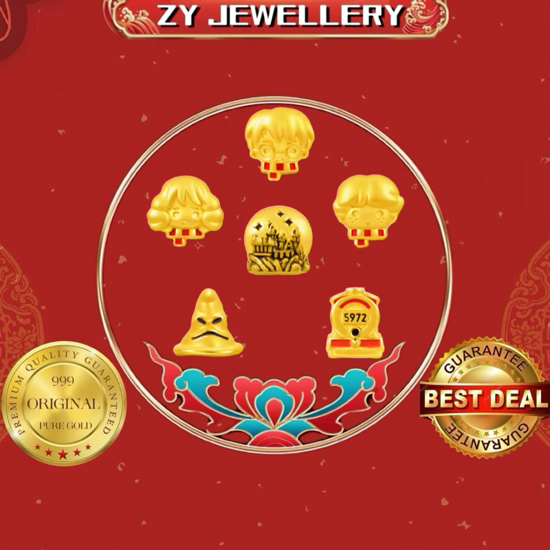 Zy Jewellery 3D 999 Pure Gold Harry Potter Series Golden Charm (P88 ...