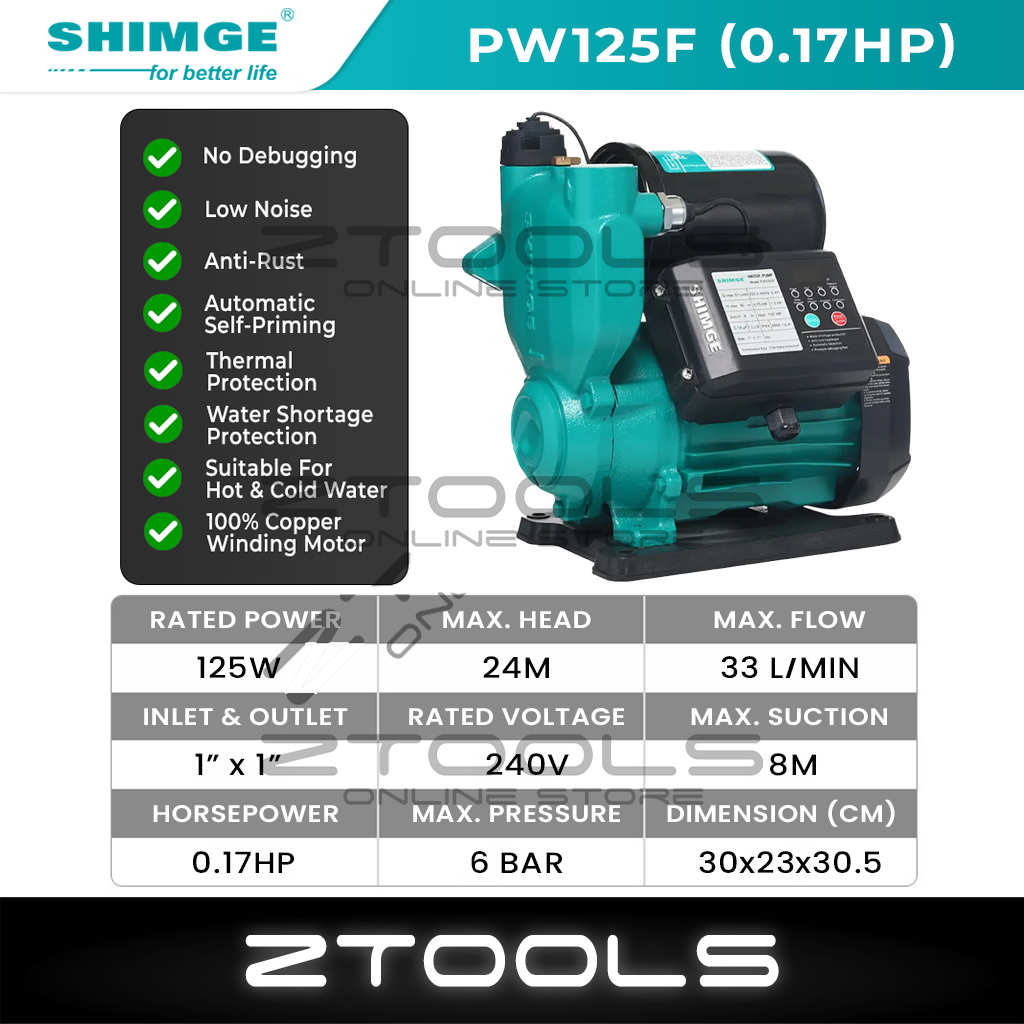SHIMGE PW-Z Automatic Self-Priming Pump | 0.5HP & 0.75HP & 1HP | Home ...