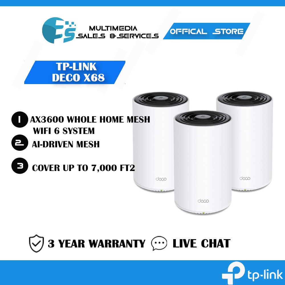 Tp-Link Deco X68 AX3600 Whole Home Mesh WiFi 6 System 2 pack / 3pack ...