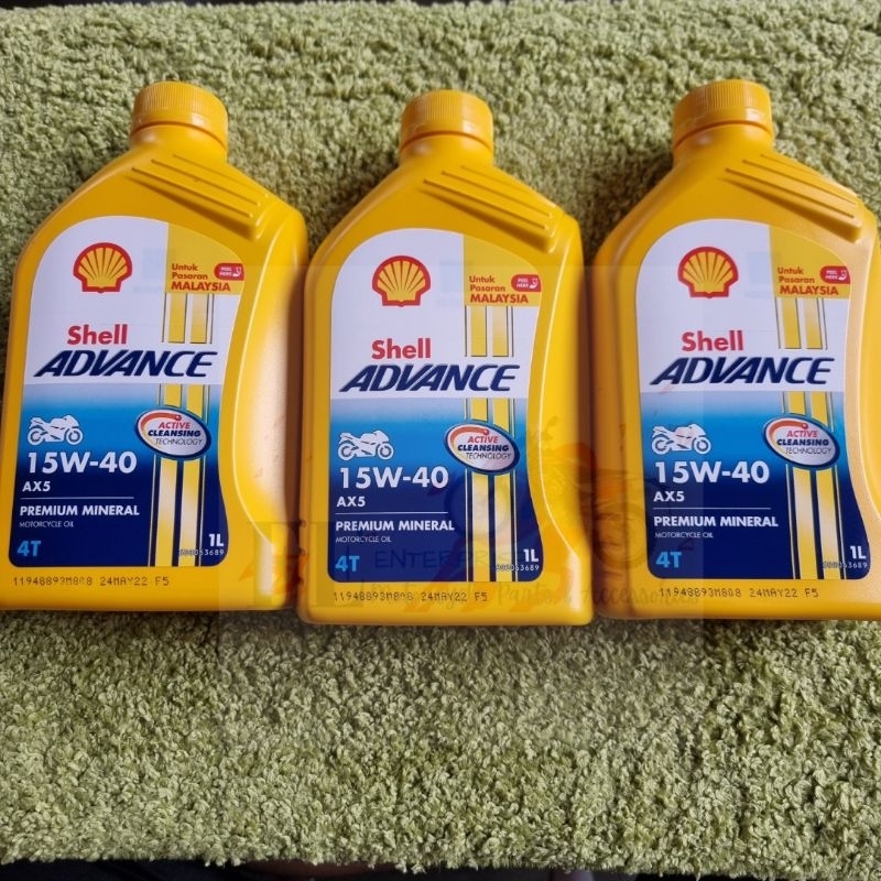 4T Shell Advance AX5 15W-40 4T Premium MINERAL ENGINE OIL 1 Litre | Shopee Malaysia