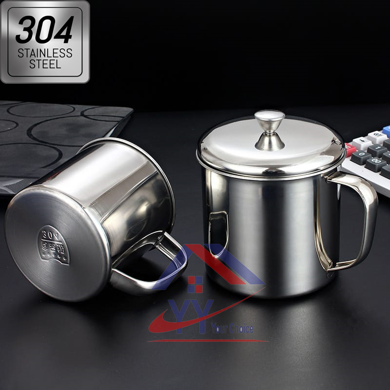 SUS304 Stainless Steel Water Mug Cup with Lid/with Cover 8CM/9CM/10CM/11CM/12CM | Shopee Malaysia
