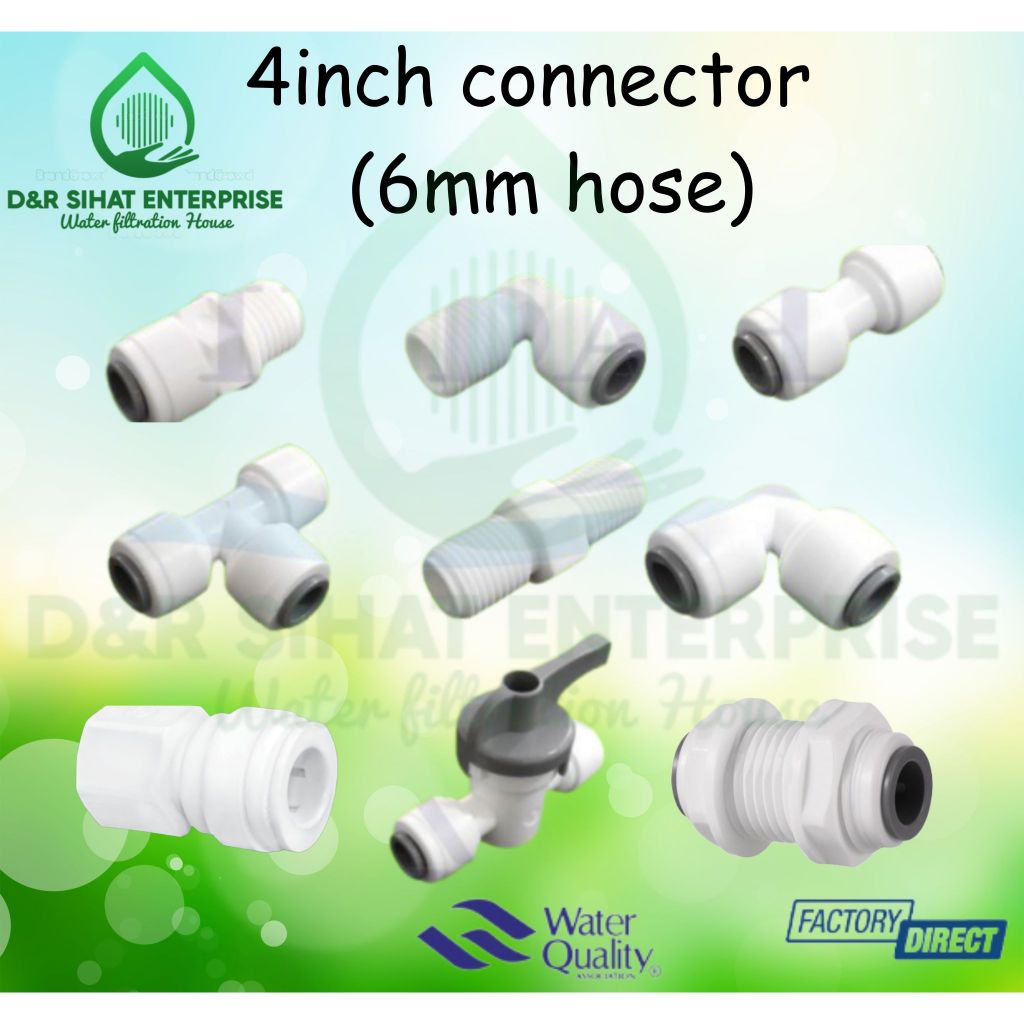 Water Filter Fitting Connector For RO tube 6mm / 1/4 inch Connector ...