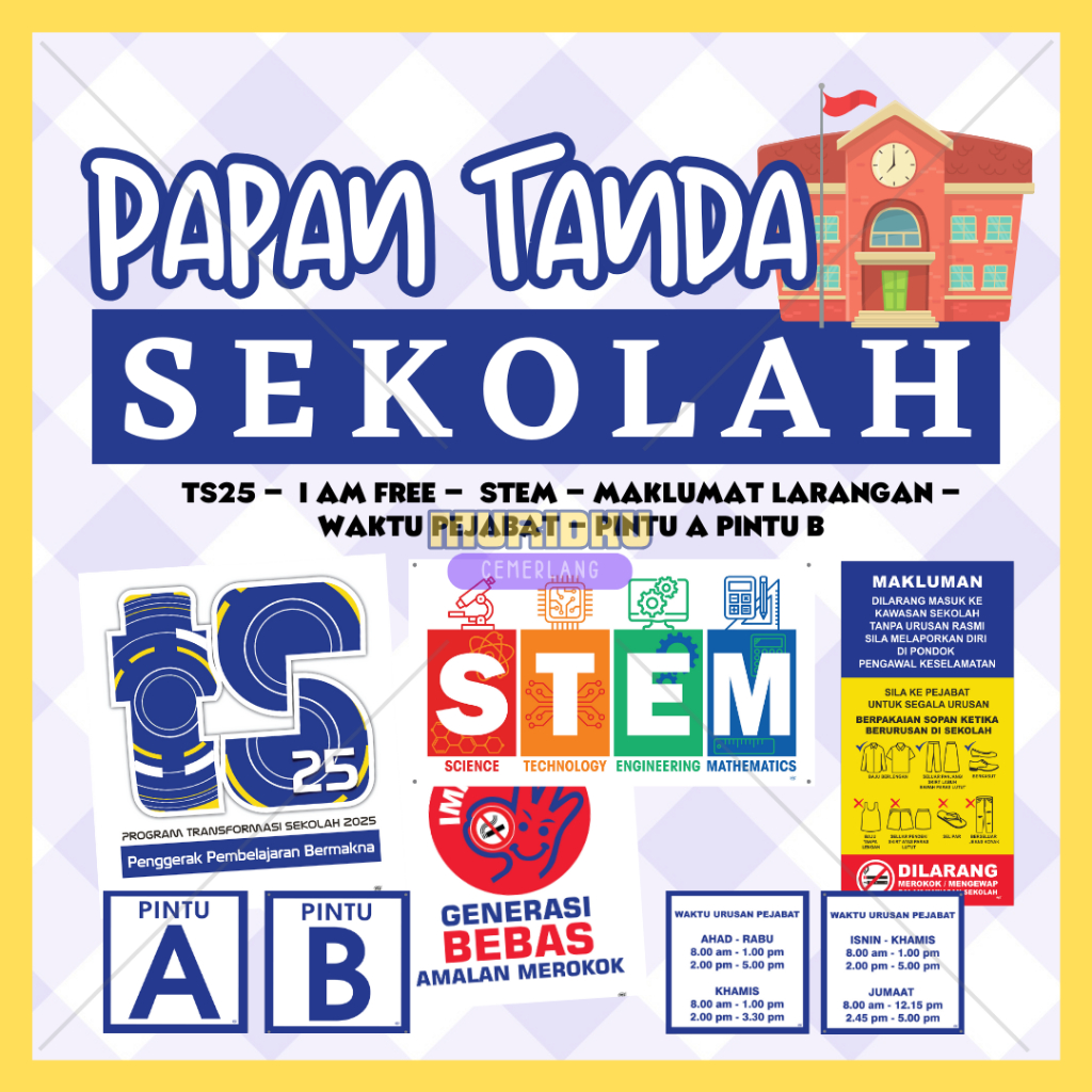 PAPAN TANDA untuk KEGUNAAN SEKOLAH KPM KKM TS25 IMFree STEM PINTU A B ...
