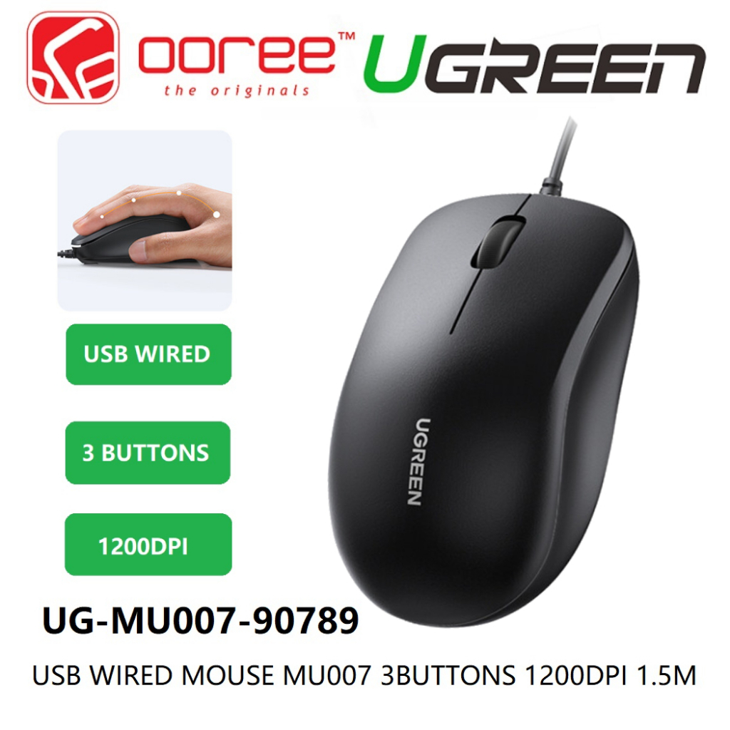 UGREEN USB WIRED MOUSE MU007 WITH 3 BUTTONS 1200DPI 1.5M FOR LAPTOP ...