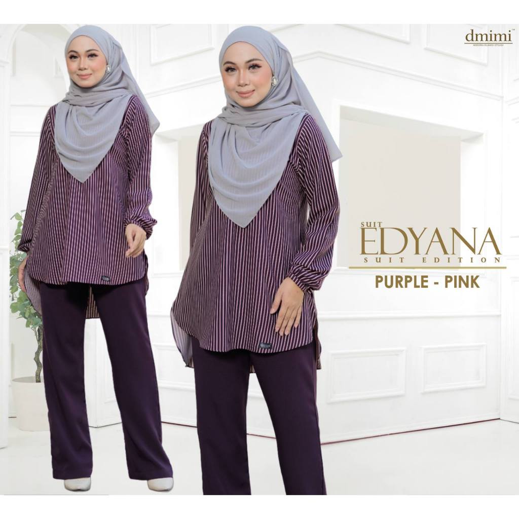 DMIMI Baju Suit Edyana Printed Striped Line Como Crepe Readystock Baju Viral 2024 | Shopee Malaysia