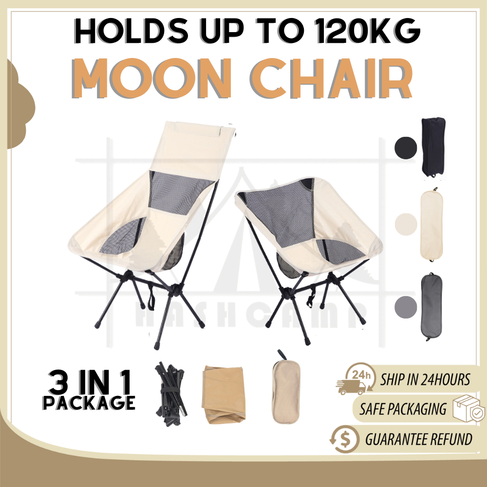 Sturdy Moon Chair Holds Up To120kg Back Support Camping Chair Aluminium ...