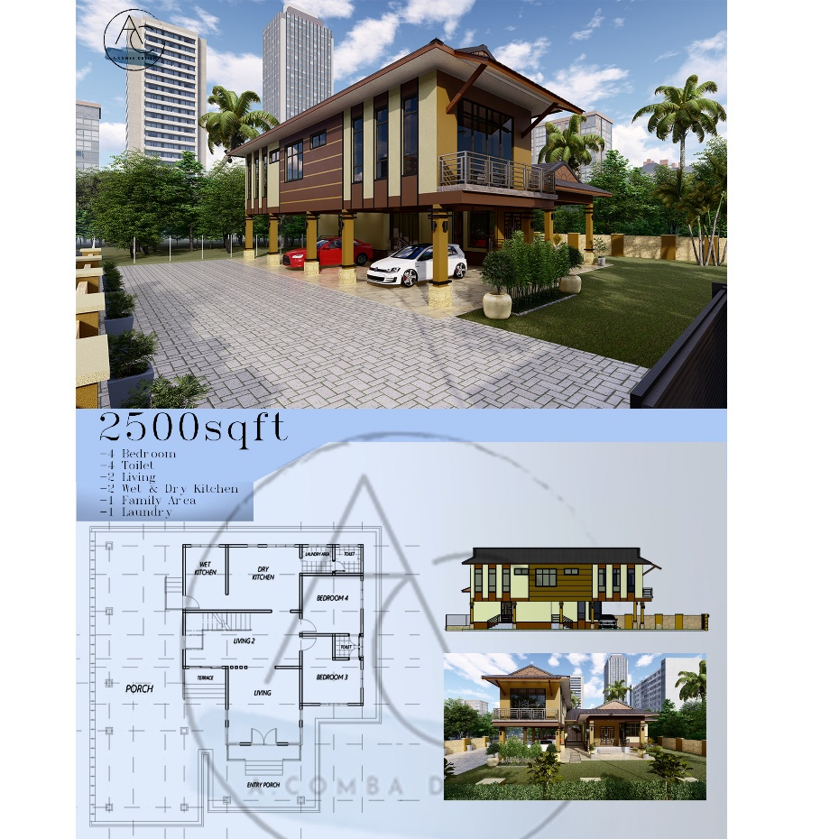 PELAN RUMAH BANGLO TERKINI 1 Tingkat Setengah (2500kps) | HOUSE DESIGN ...