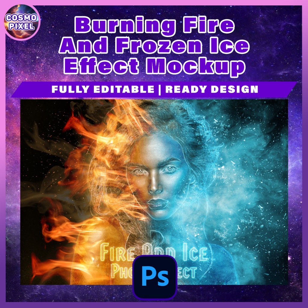 Burning Fire And Frozen Ice Photo Effect - Photoshop Action, High ...