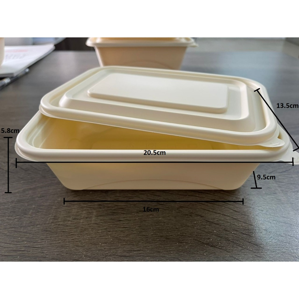 [50pcs] [3 Sizes] Corn Starch Rectangle Container with Lids ...