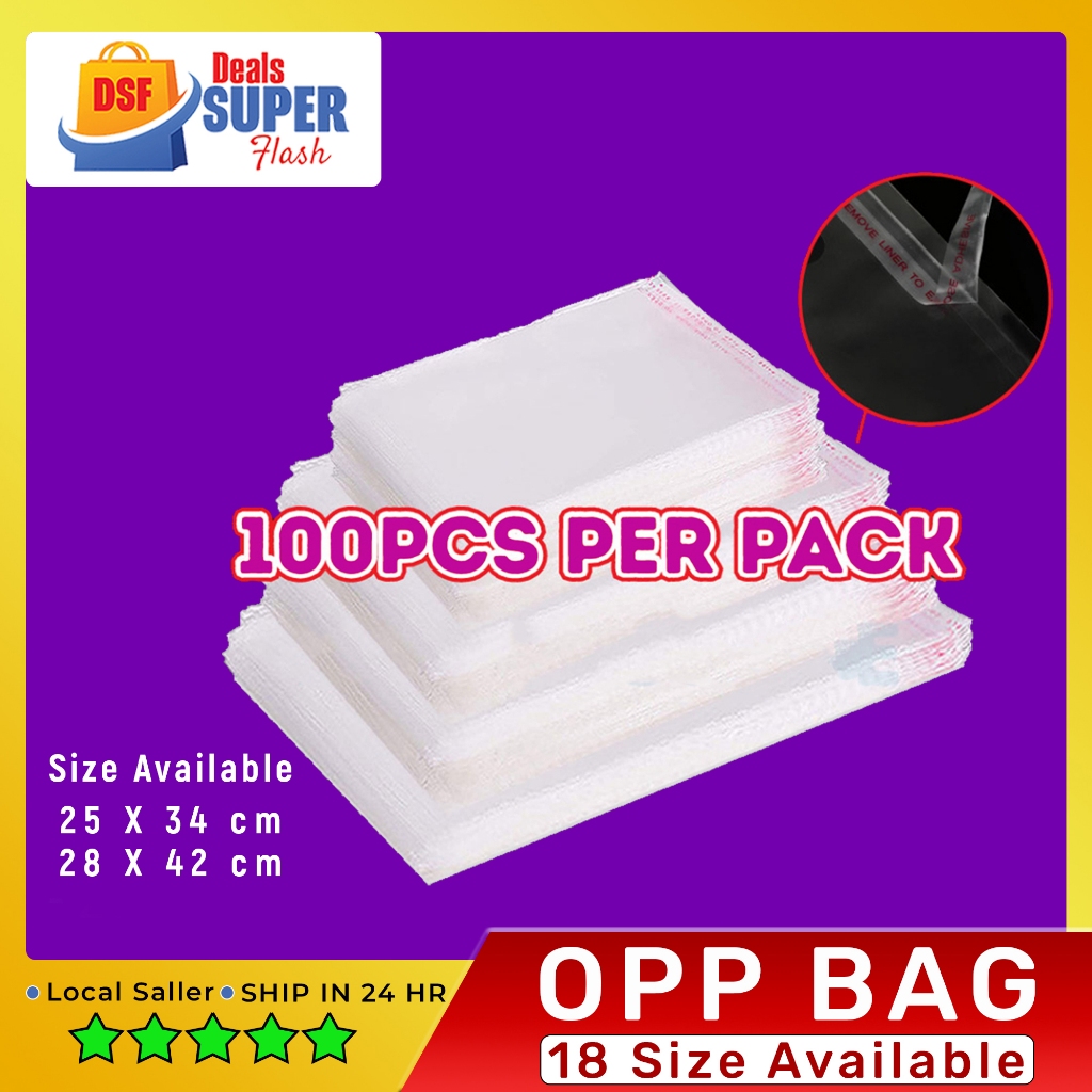 Opp Plastic Bag 100pcs Self Adhesive Plastic Bag \ Transparent Plastic ...