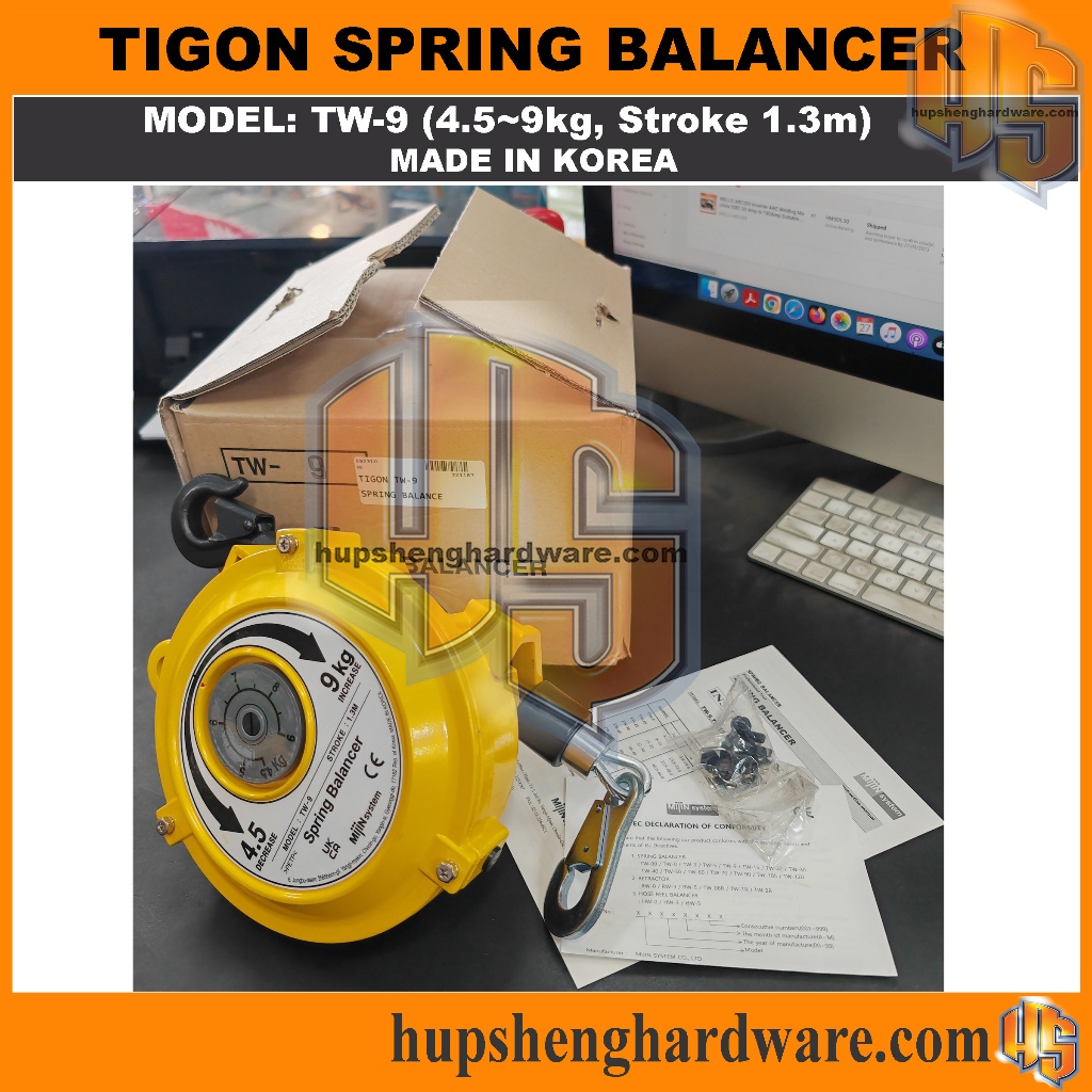 TIGON Spring Balancer TW9 Capacity 4.5 to 9kg Stroke 1.3m Tigon TW9 ...