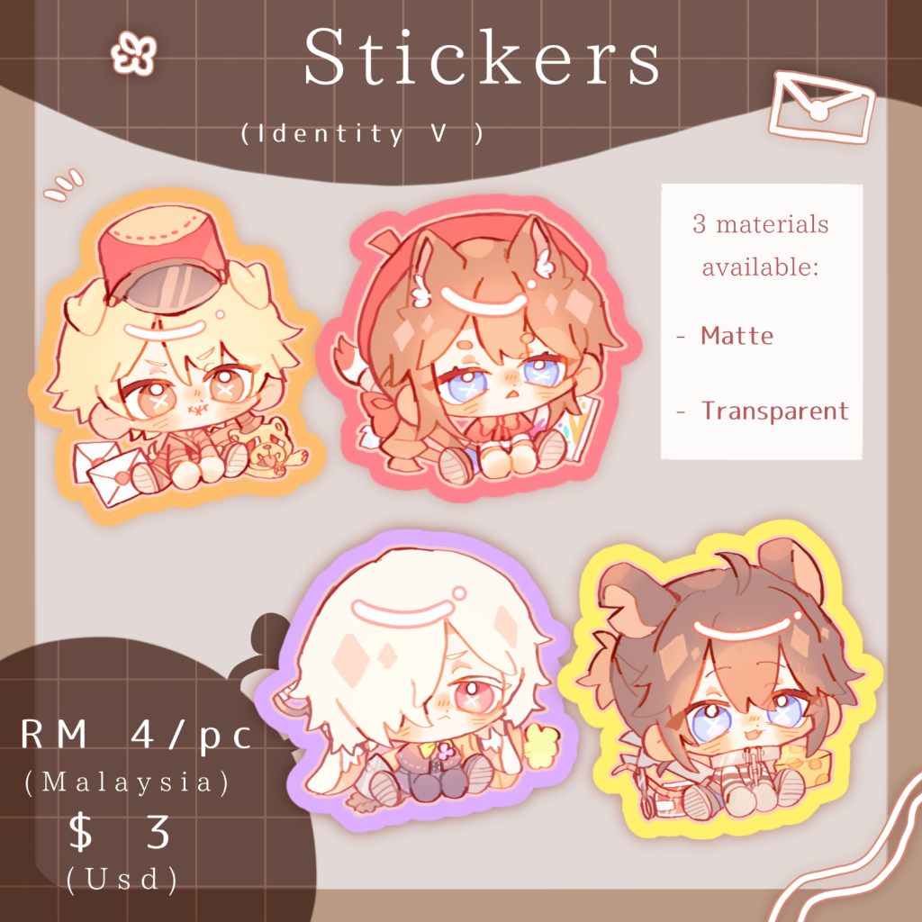 IdentityV (VALE) die cut stickers—matte | Shopee Malaysia