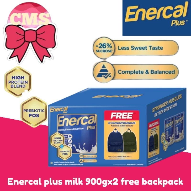 Enercal plus adult milk powder 900gx2 free backpack | Shopee Malaysia