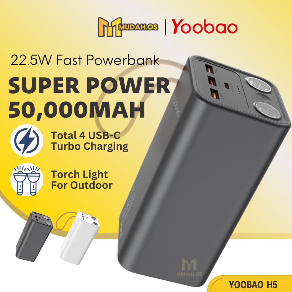 YOOBAO Fast Charging Powerbank 50000mAh Original Portable Big PD Power ...