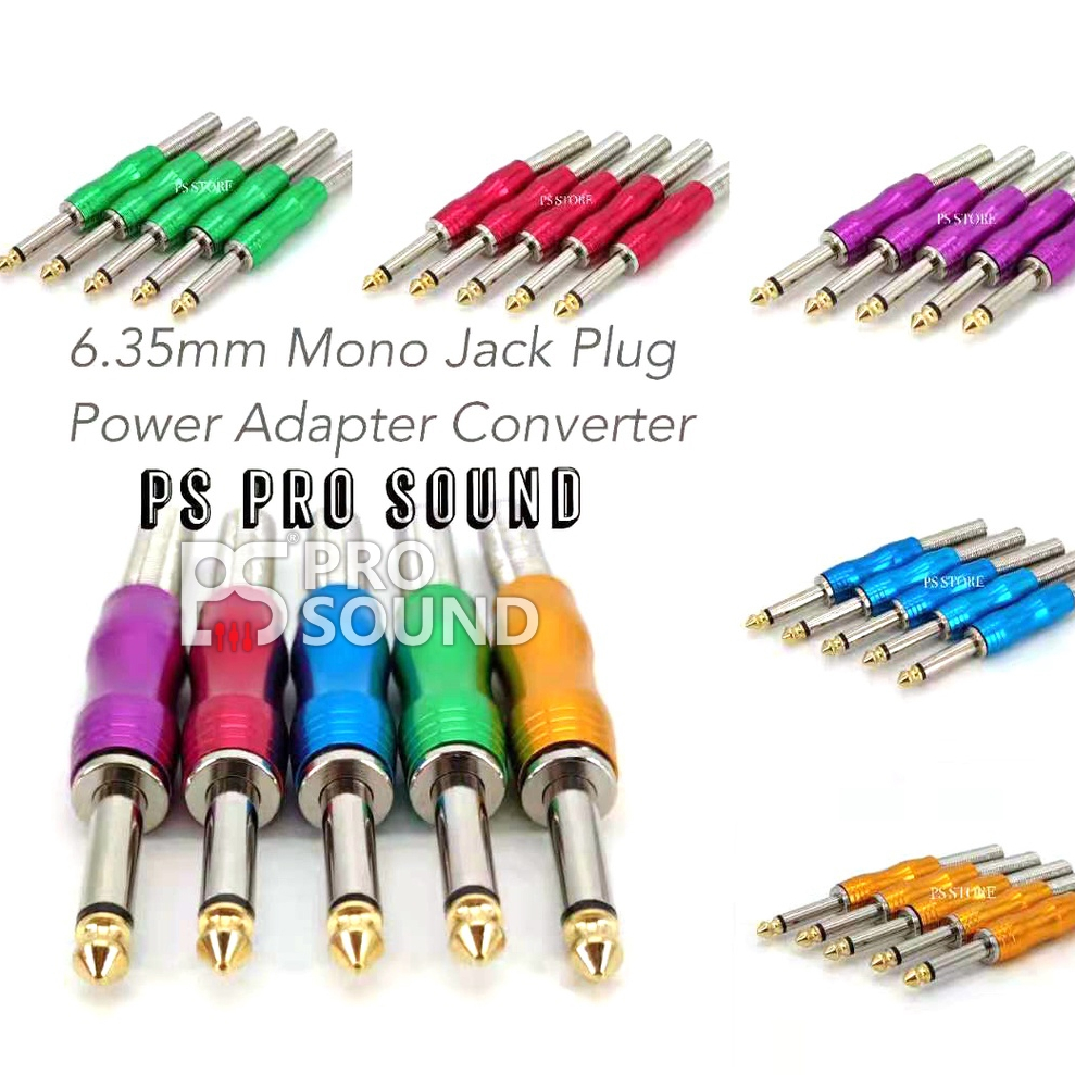 (READY STOCK)Colour 5pcs 6.35mm Mono Jack Plug Power Adapter Converter ...