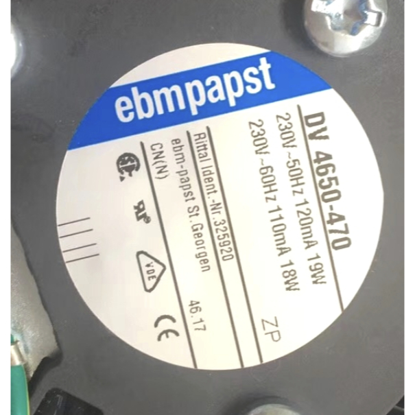 Ebmpapst DV4650-470 230V-50HZ 110MA 19W 120MM Industrial Cooling Fan AC Axial Compact Fan ...