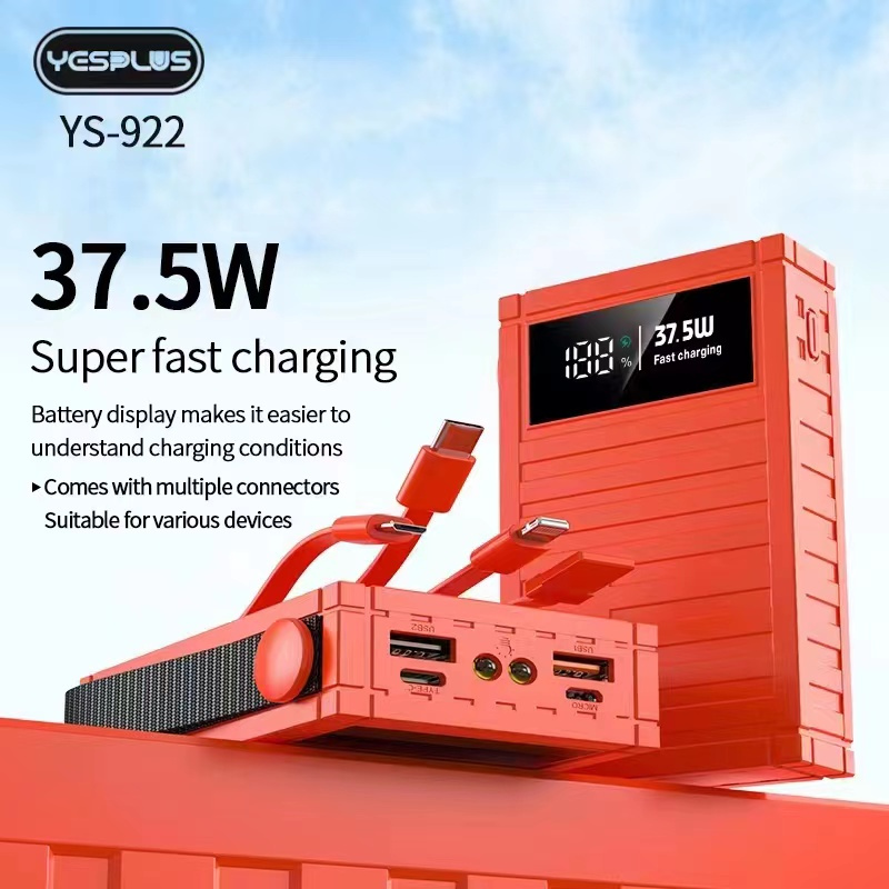 YESPLUS YS-922 37.5W 10000mAh Powerbank / PD + QC Super Fast Charging ...