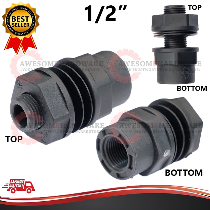 1/2" POLY TANK CONNECTOR BULKHEAD FITTING DRUM CONNECTOR JOINT FOR TAP ...