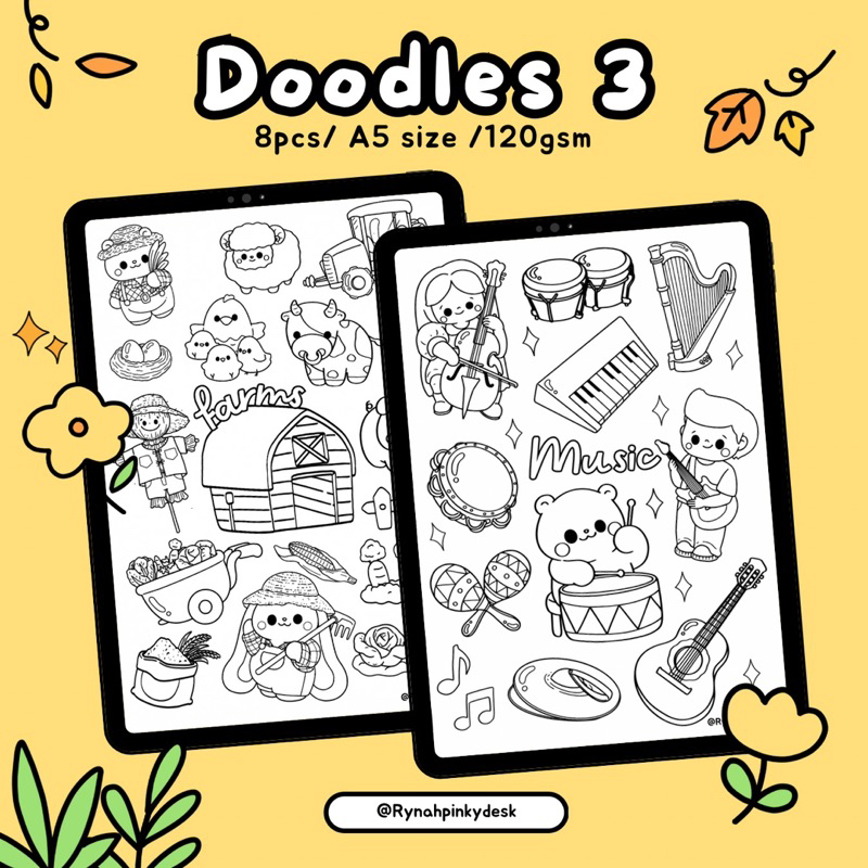 Doodles 3 Coloring pages | Shopee Malaysia