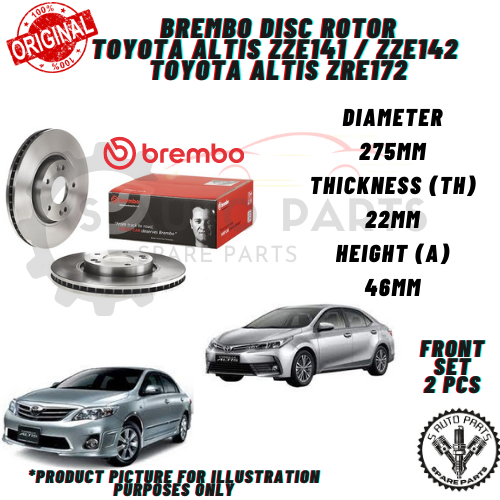 TOYOTA ALTIS ZZE141 / ZZE142 / TOYOTA ALTIS ZRE172 FRONT 100% BREMBO ...