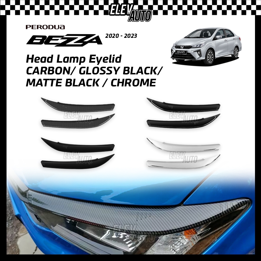 Perodua Bezza 2020 - 2023 Headlamp Eyelid Eyebrow Carbon Chrome Trim ...