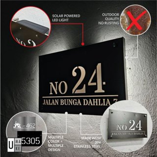 (Solar LED + Stainless Steel) Solar House Number Plate Customized ...