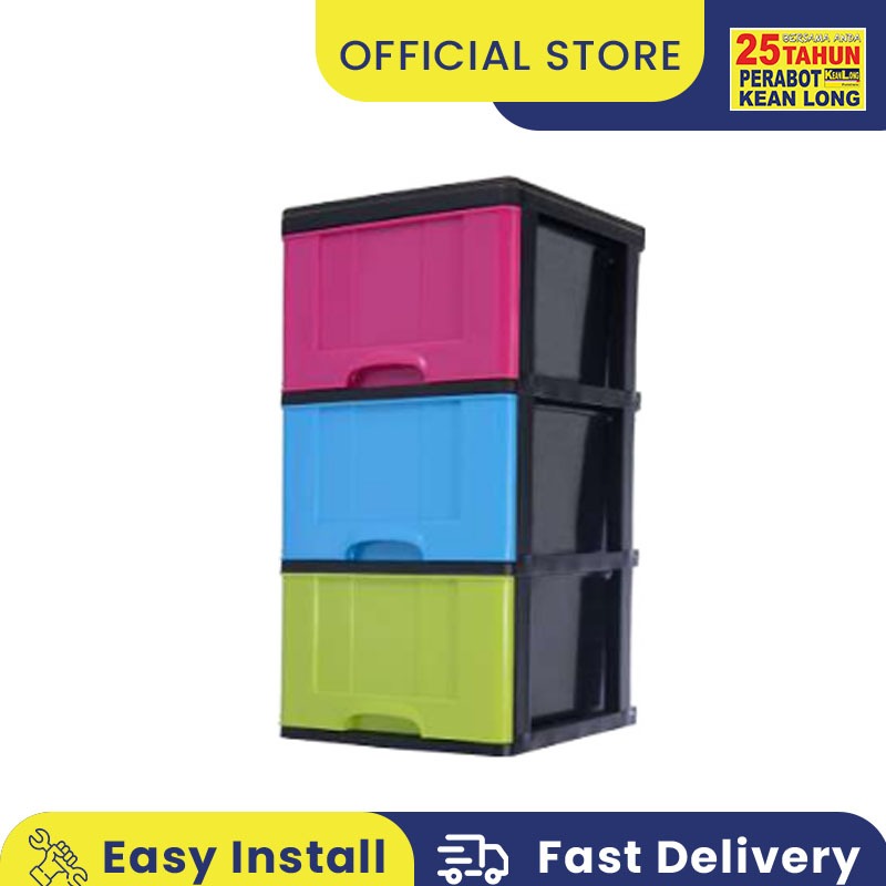 KLSB Laci Plastik / 3 Tier Drawers Plastic Cabinet / Laci Plastik 3 ...