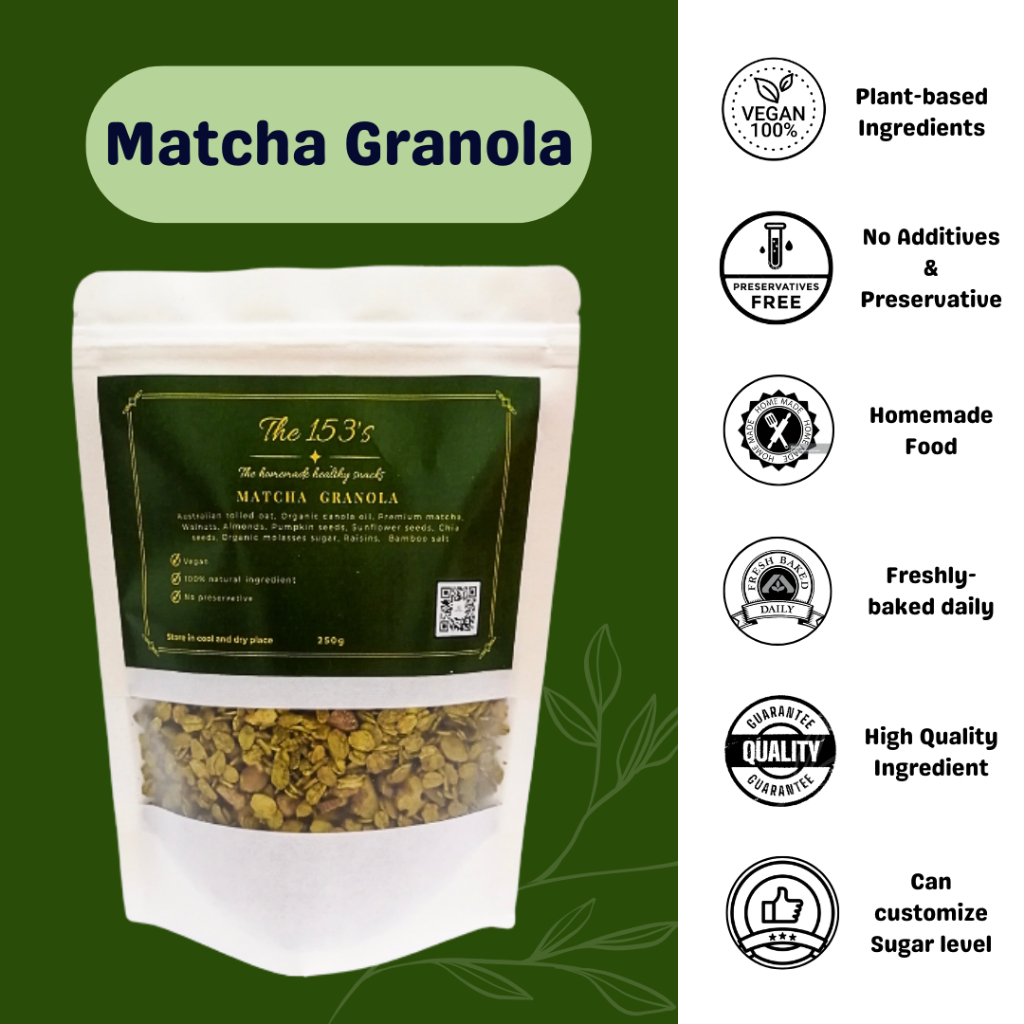 Granola Matcha Muslim Friendly Homemade Snack Biskut Nuts Oat Oatmeal ...