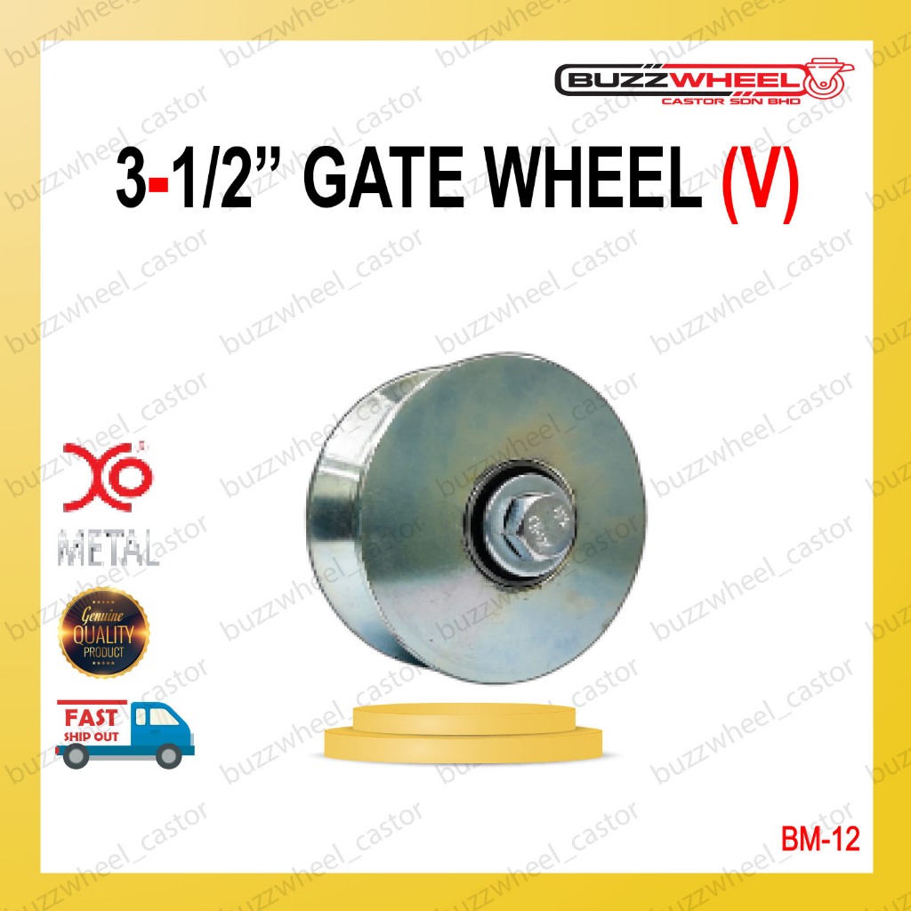 3-1/2" BM-12 (90MM X 23MM V-GROOVE) METAL NON-CAP SLIDING GATE ROLLER/ WHEEL/ RODA PAGAR BESI ...