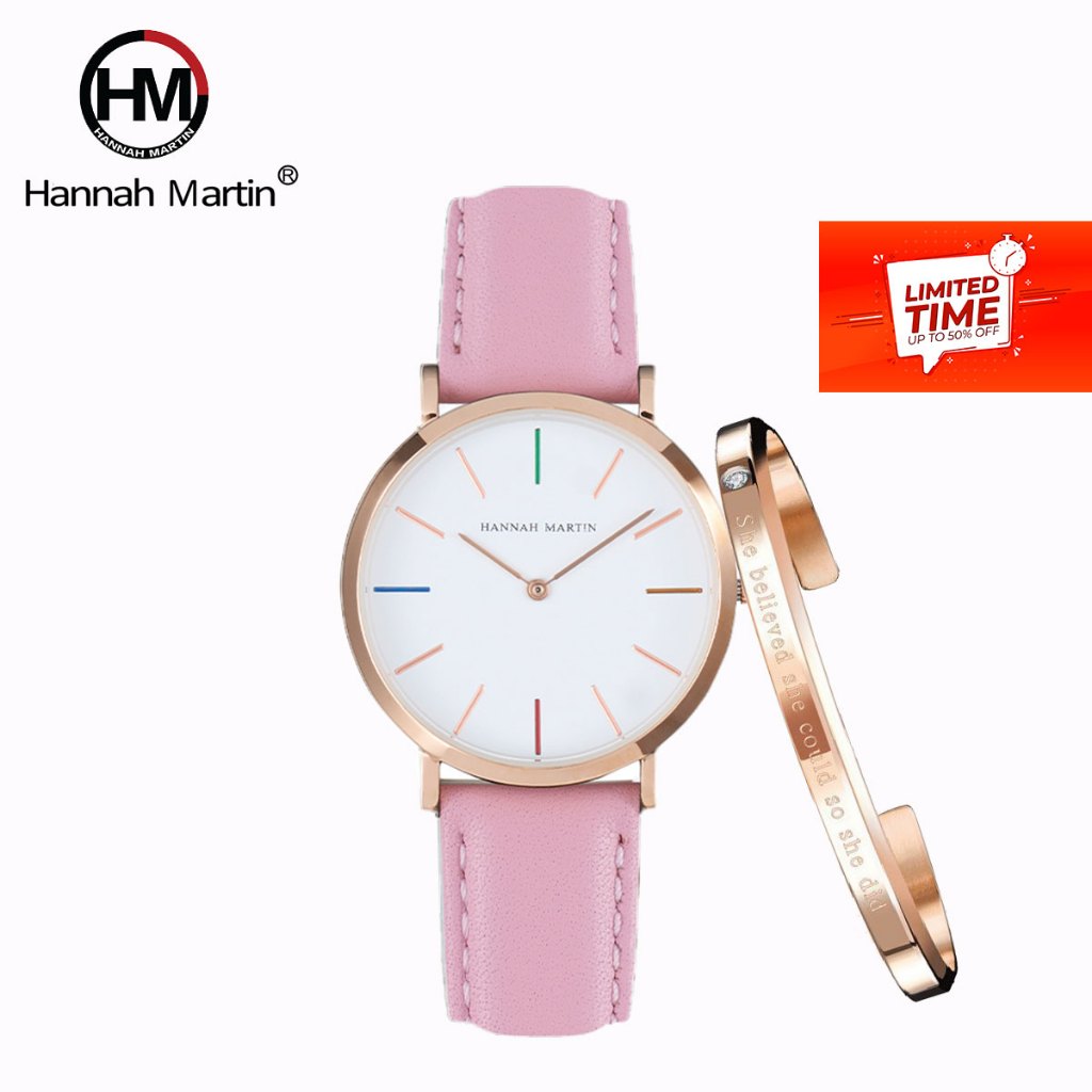 Hannah Martin Hue Pink Women Quartz Watch Jam tangan Wanita Luxury ...