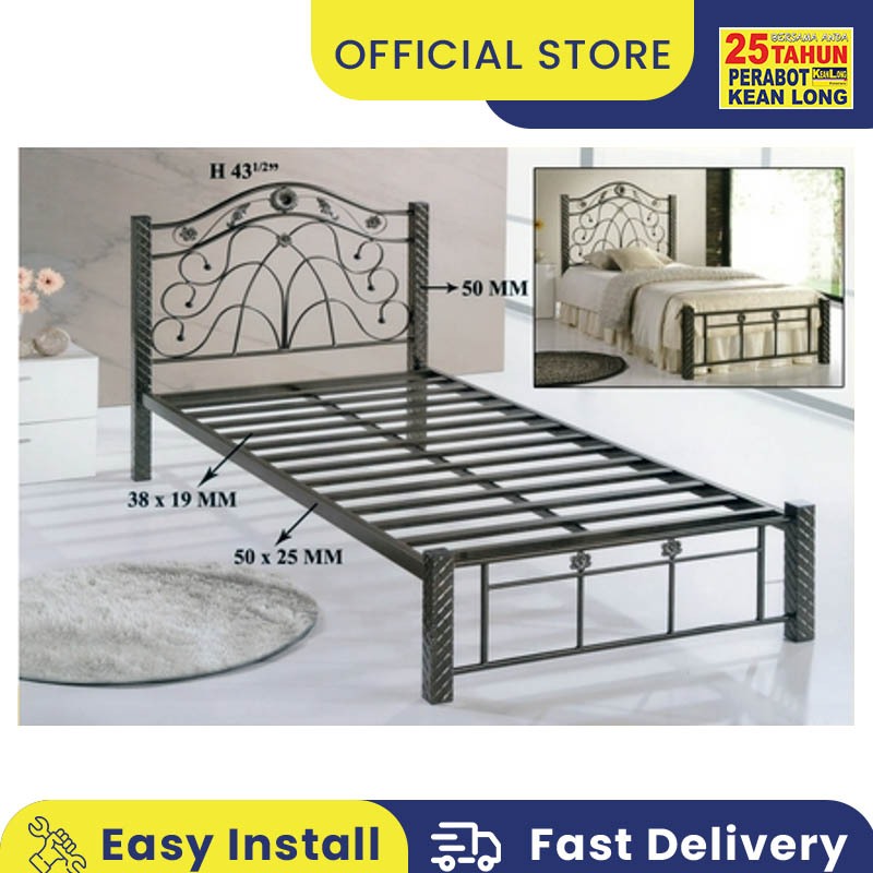 KLSB Katil Bujang Besi / Bingkai Katil / Metal Single Bed / Bed Frame ...