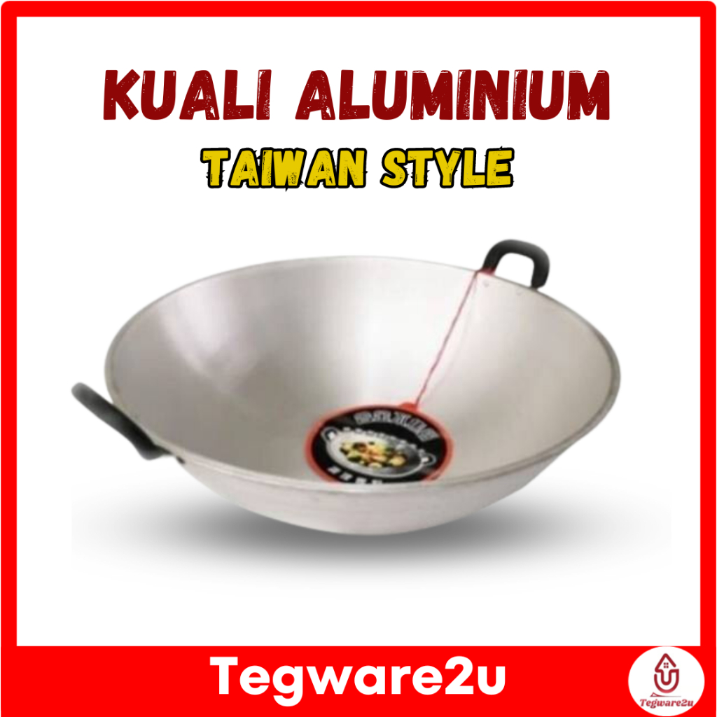 Kuali Aluminium Double Handle Taiwan Wok Buatan Malaysia (34cm/37cm ...