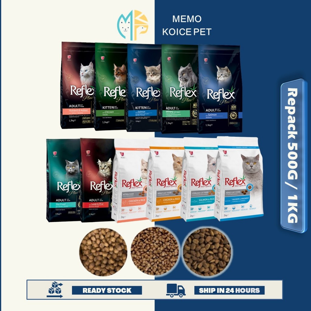 [FREE SHIPPING] Repack Reflex Plus Cat Food 1KG & 500G (Salmon,Chicken ...