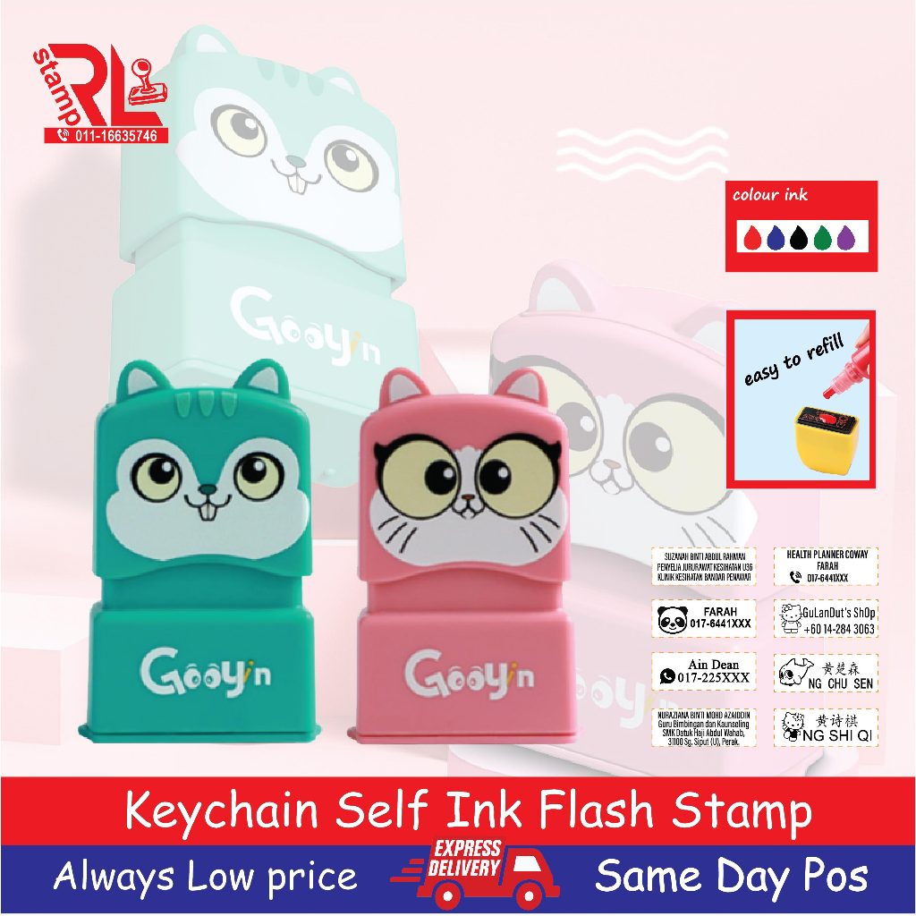 RL01 Ready stock /cop nama /cop nama stamp /cop guru /chop custom made /murah rubber stamp ...