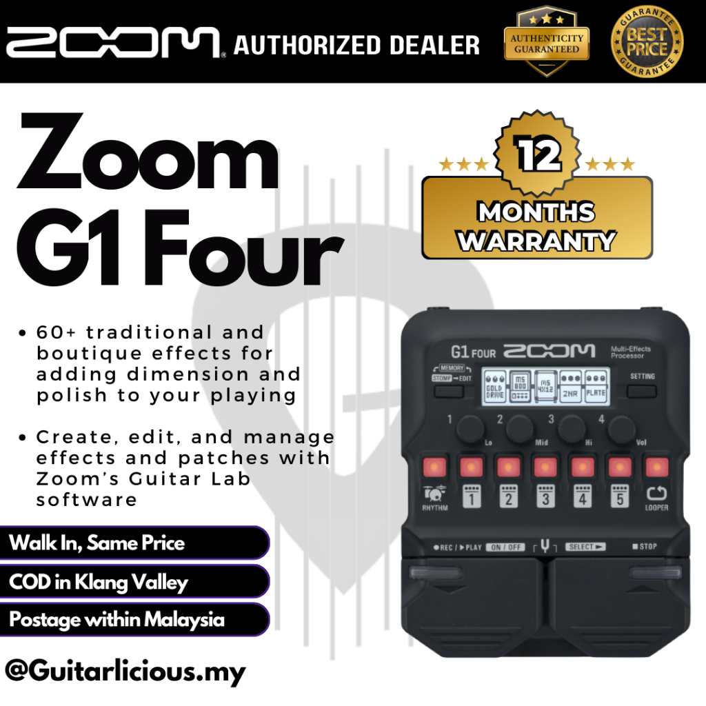 ZOOM G1 Four Multi-Effects Guitar Pedal Processor ( G1FOUR / G1-FOUR ...