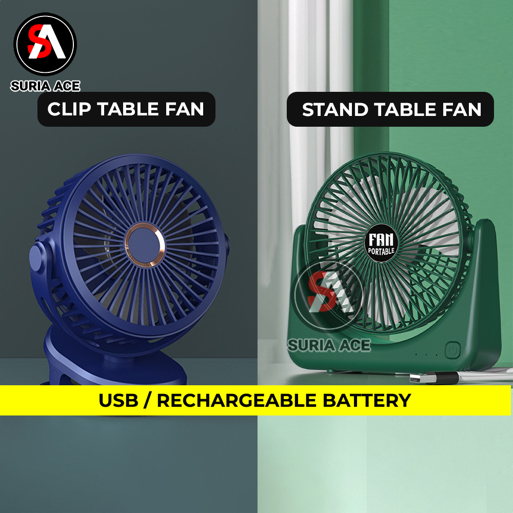 Clip Stand Table Fan Hanging USB Recharger Powerful and Stable Air ...