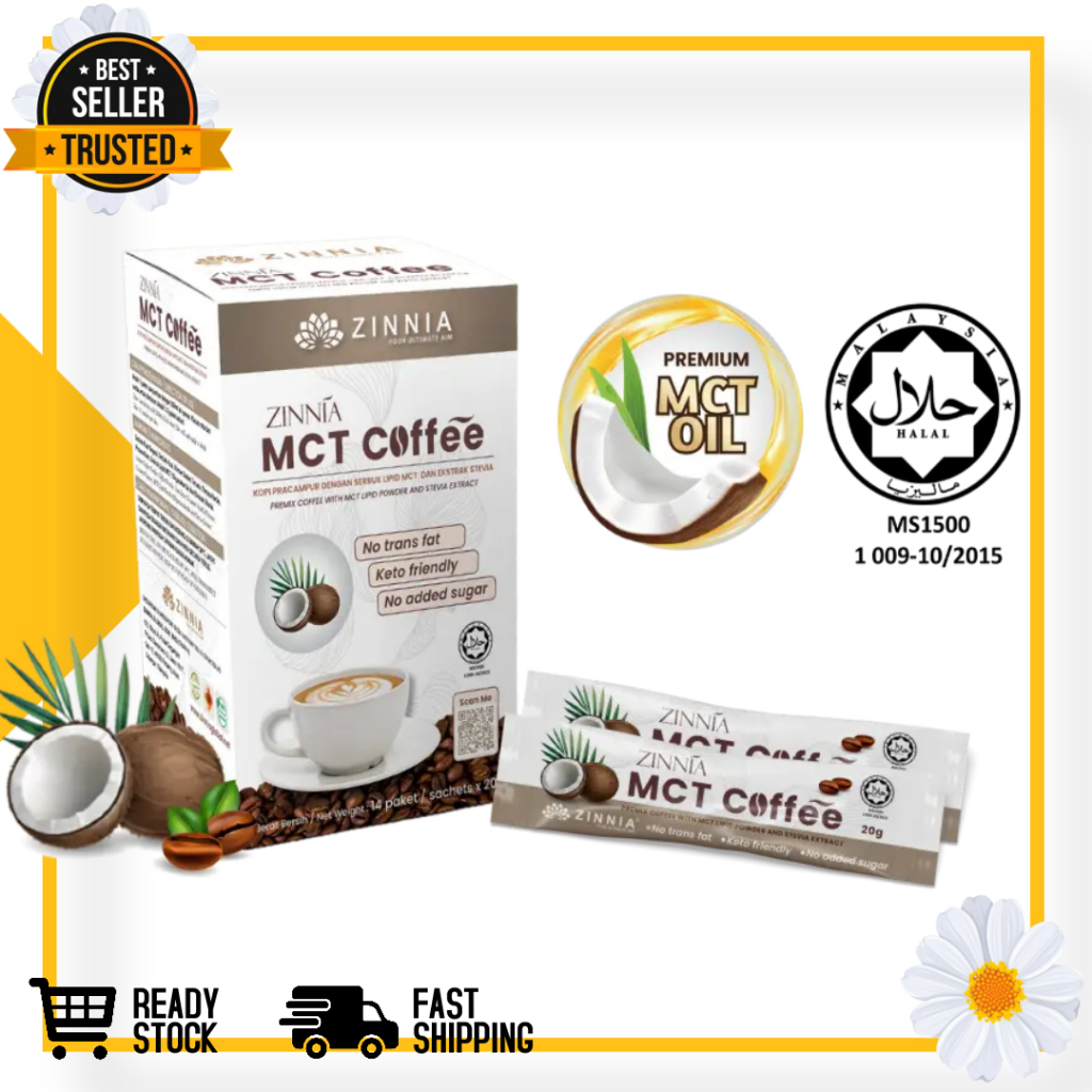 🍃EKO🍃 ZINNIA MCT Coffee 20g x 14 sachets (Premix Coffee with MCT Lipid ...