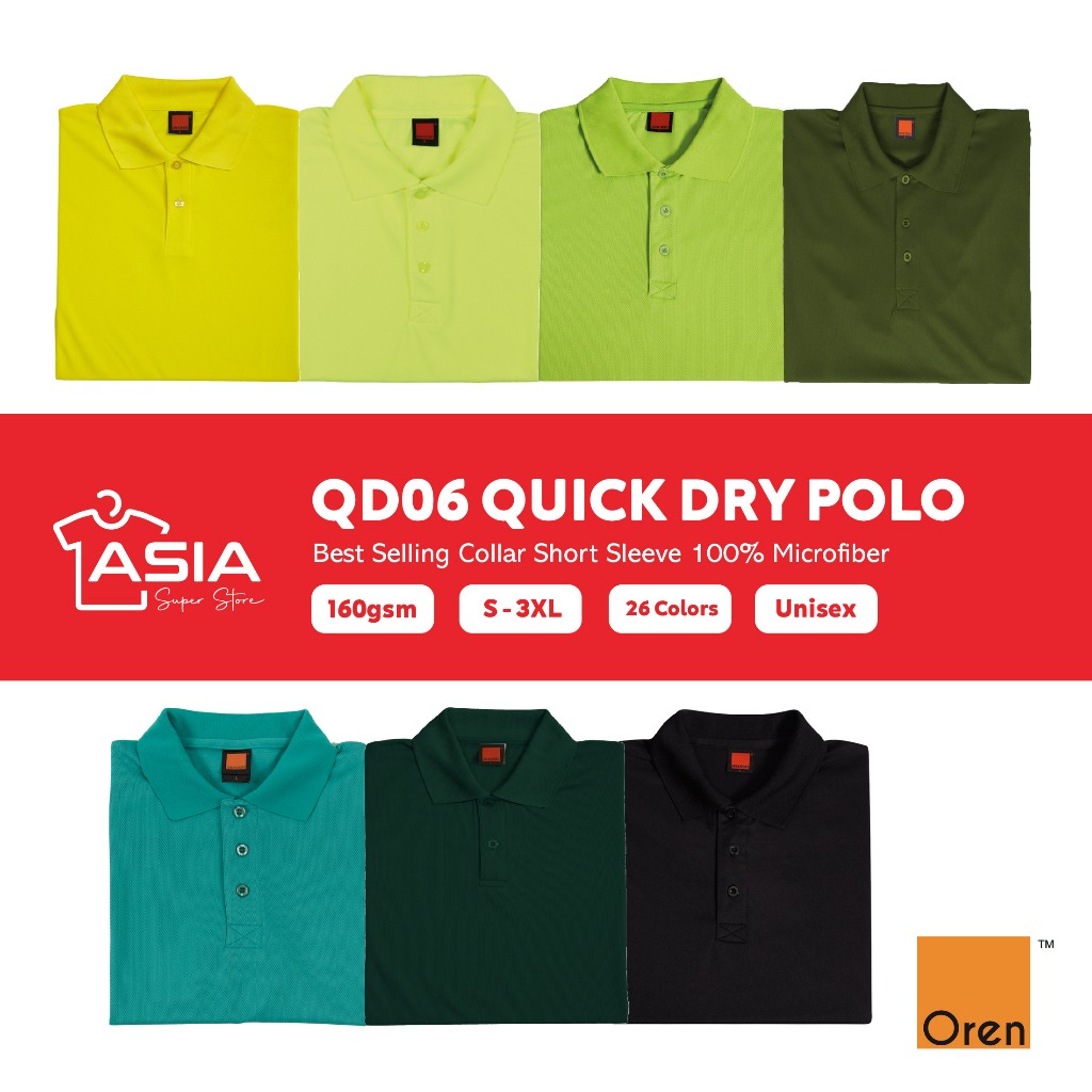 ASIA x OREN SPORT Plain Polo Tee Baju Berkolar Unisex Jersey Jersi ...
