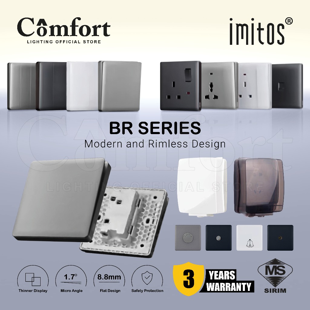 【SIRIM】 Wall Socket Light Switch 16A White 1/2/3/4 Gang 1/2 Way Door ...