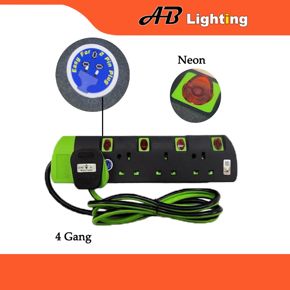 SIRIM Trailing Socket Extension Plug Black Green With SIRIM Approved ...