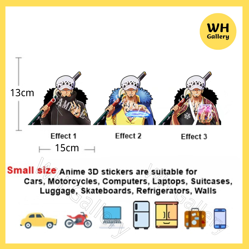 Anime 3D Sticker Luffy One Piece Comic Manga Stiker Car Sticker Motor ...
