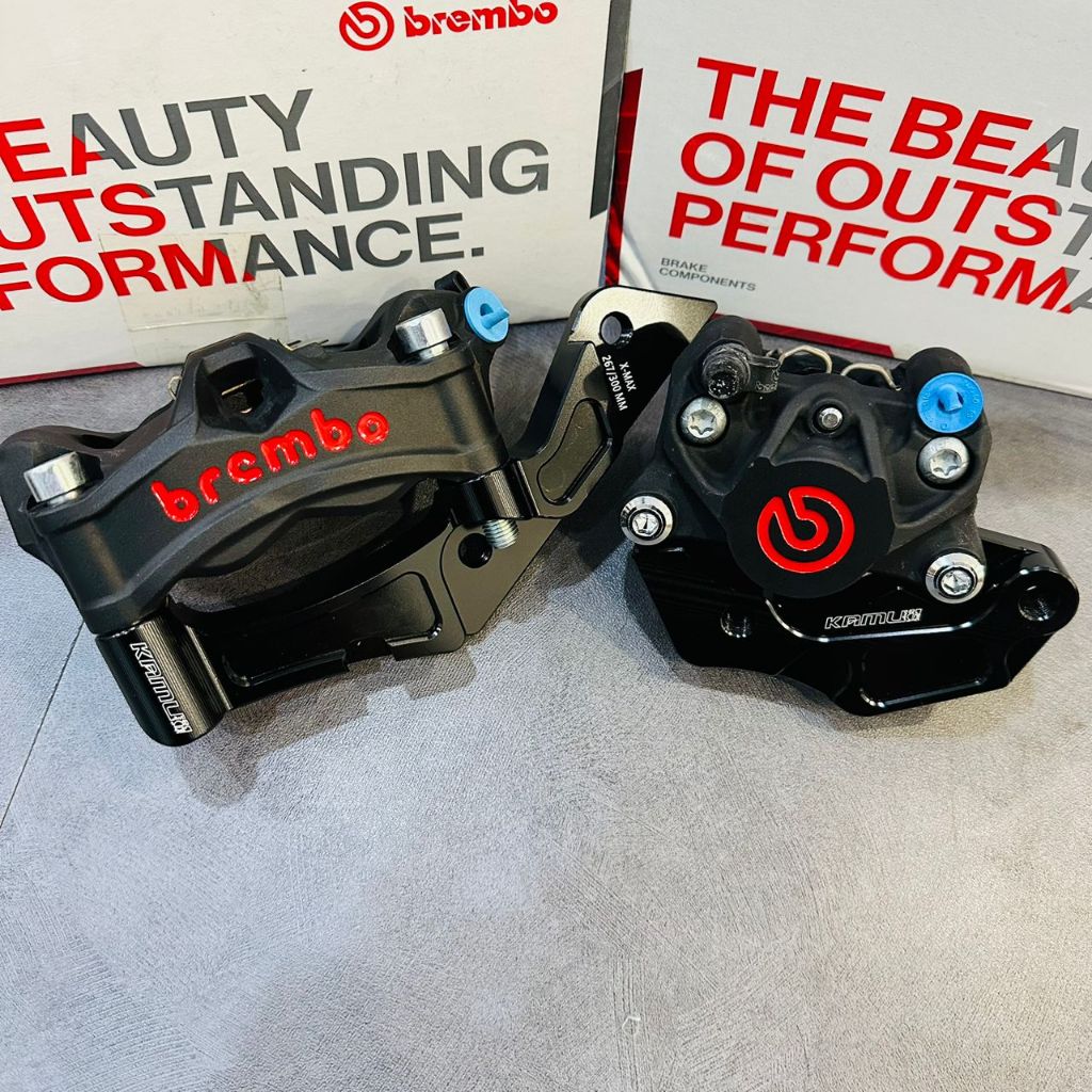 XMAX V1 V2 ORIGINAL BREMBO STYLEMA 4POT CALIPER FRONT REAR P34 RED ...