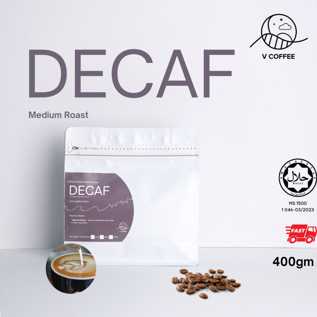 V Coffee - Decaf (Medium Roast) 200g/400g Arabica Coffee Bean | Shopee Malaysia