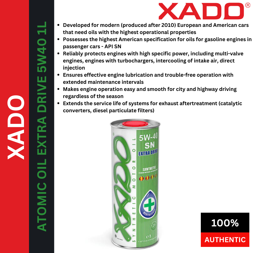XADO ENGINE OIL 5W40 - SN EXTRA DRIVE - ENGINE OIL 1LITER | Shopee Malaysia
