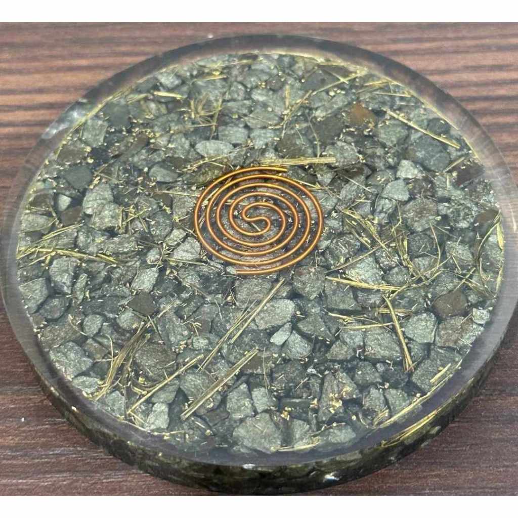 Energized Original Golden Pyrite Orgone Energy Plate ( Dia 3.5 Inch ...