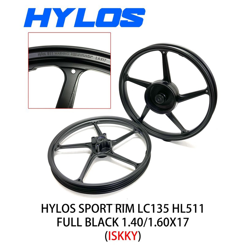 LC4S/SRL115FI/Y15 HL511/FG511 ORIGINAL HYLOS SPORT RIM BLACK 140/160-17 ...